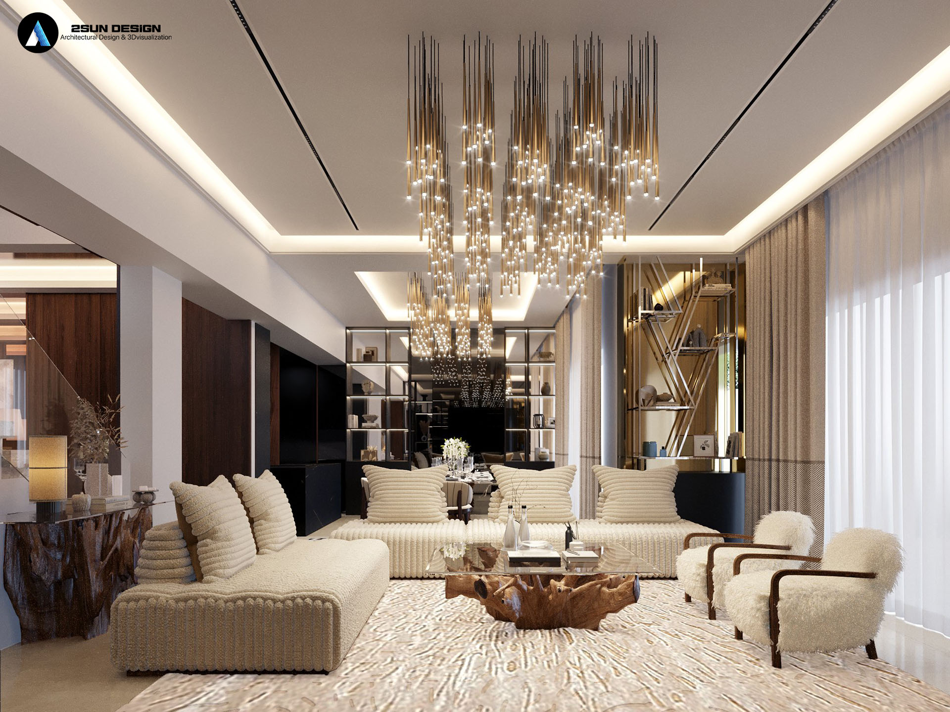 High-Class Luxury Shelf Design for Apartment Interiors - 2SUN Studio